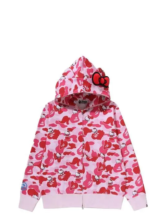 A BATHING APE X Sanrio Characters Hello Kitty Camo Full Zip Hoodie - Pink