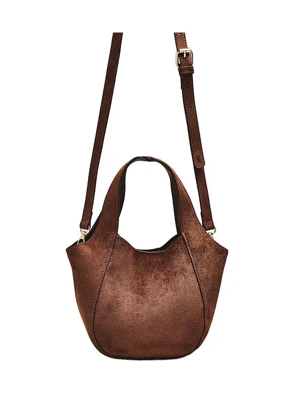 Anthropologie Sonia Faux Suede Mini Slouchy Tote Bag - Chocolate