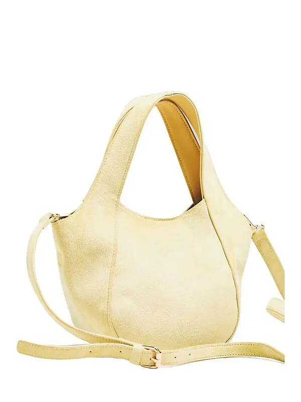 Anthropologie The Sonia Faux Suede Mini Slouchy Tote Bag - Light Yellow