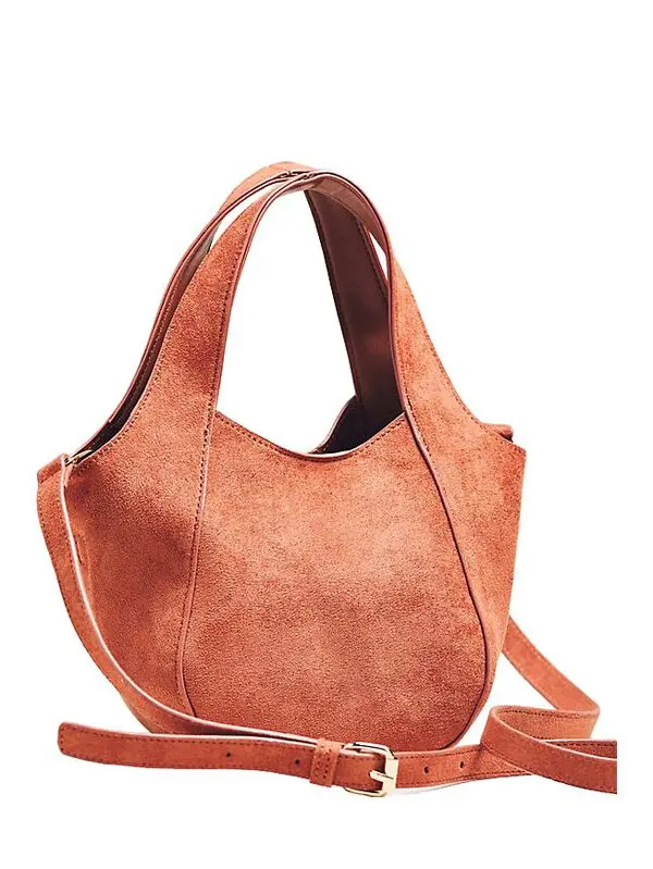 Anthropologie The Sonia Faux Suede Mini Slouchy Tote Bag - Tan