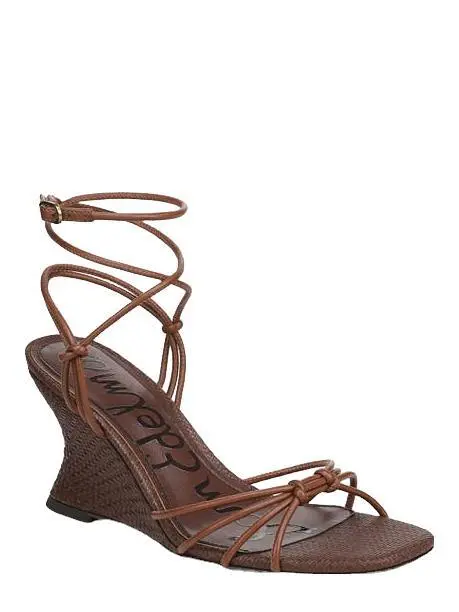 Sam Edelman Daxton Ankle Strap Wedge Sandal - Rich Cognac