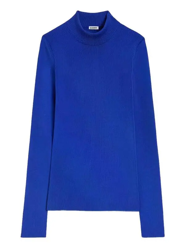 JIL SANDER Mock-neck Long-sleeve Sweater - Blue