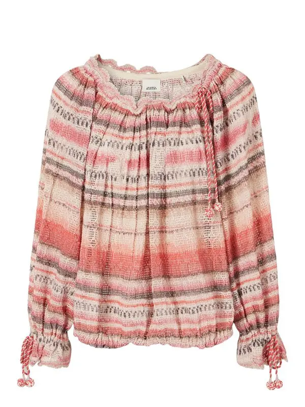 Isabel Marant Nalyna Striped Crocheted Cotton-blend Sweater - Pink