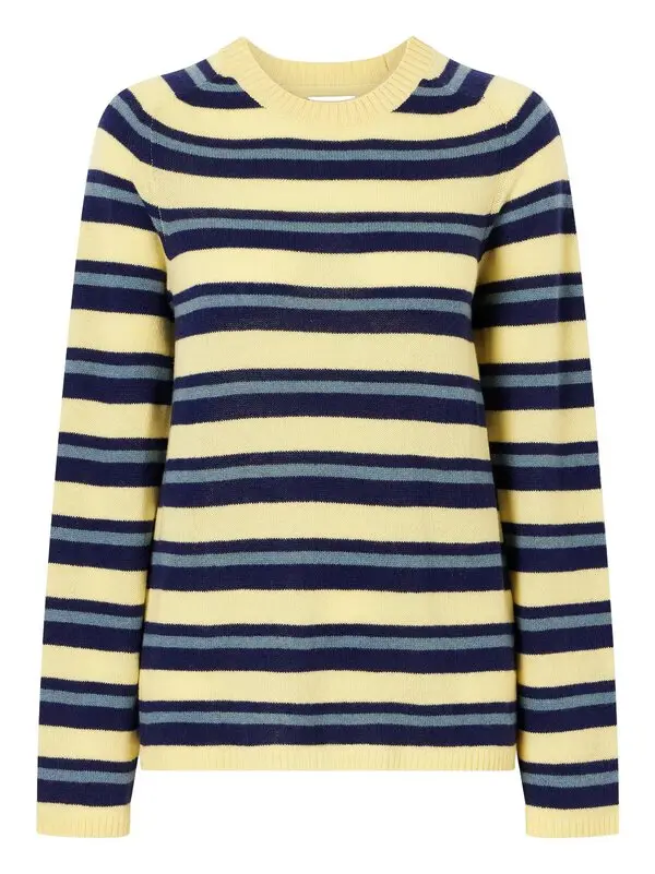 THE ELDER STATESMAN Laurel Striped Cashmere Sweater - Blue