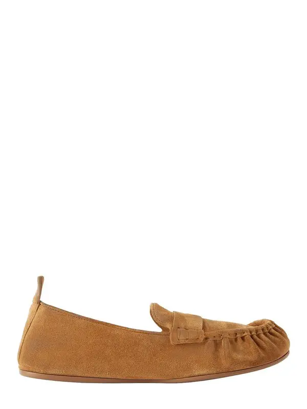 Acne Studios Distressed Suede Loafers - Brown