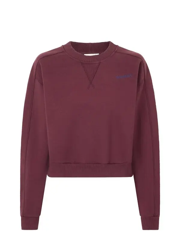 SANDERLAK Cropped Embroidered Wool-blend Jersey Sweatshirt - Burgundy