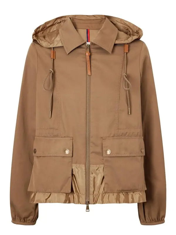 Moncler Adenium Cropped Hooded Gabardine Jacket - Brown