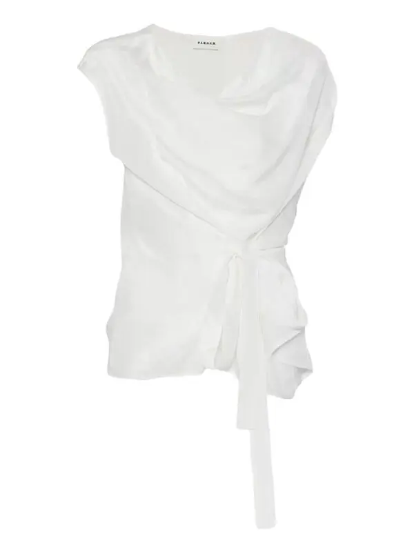 P.a.r.o.s.h Saxon Cowl-neck Tie Blouse - White