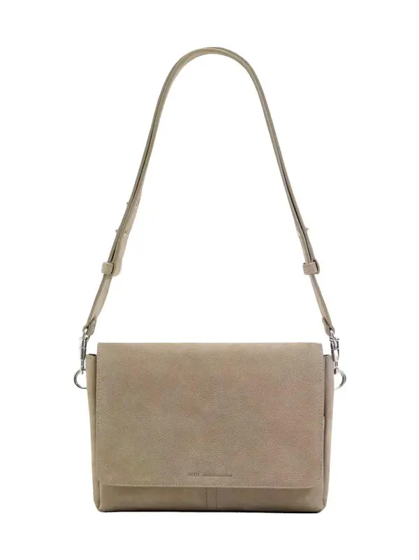 Ami Grained-leather Shoulder Bag - Grey