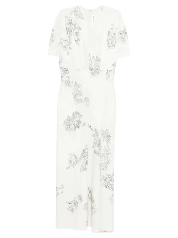 Victoria Beckham Floral-print Midi Dress - White