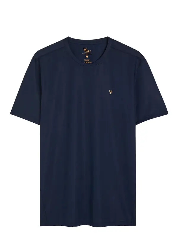 NOW YOU LIVE Shearsby Logo-print Jersey T-shirt - Navy