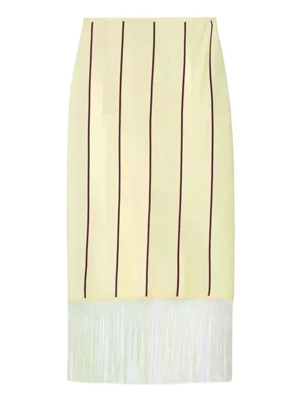 3.1 Phillip Lim Striped Fringe Trim Midi Skirt - Yellow
