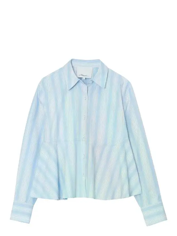 3.1 Phillip Lim Flounce Striped Peplum Shirt - Blue