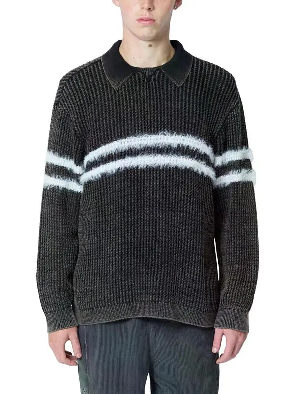 ACHM Waffle Stripe Sweater - Black