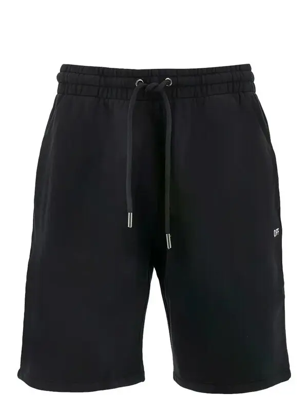 Off-White Drawstring Cotton Shorts - Black