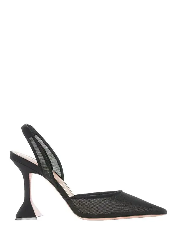 Amina Muaddi Holi Mesh Slingback Pumps - Black