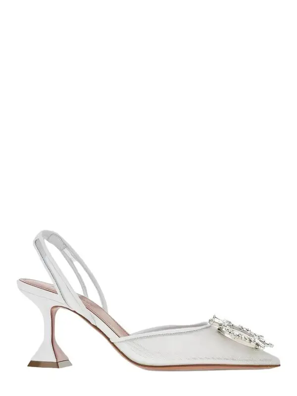 Amina Muaddi Begum Embellished Slingback Pumps - White