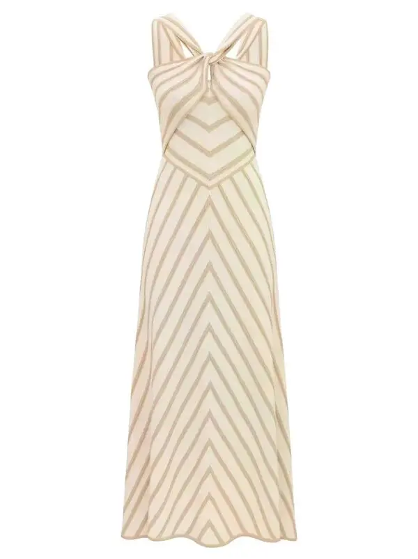 Zimmermann Striped Knotted Midi Dress - Neutrals