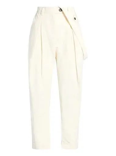 Isabel Benenato Tapered Cotton-linen Pants - White