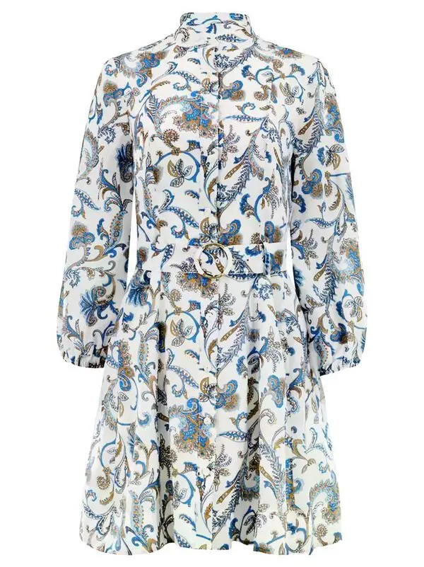 Veronica Beard Paisley-print Long-sleeve Dress - White