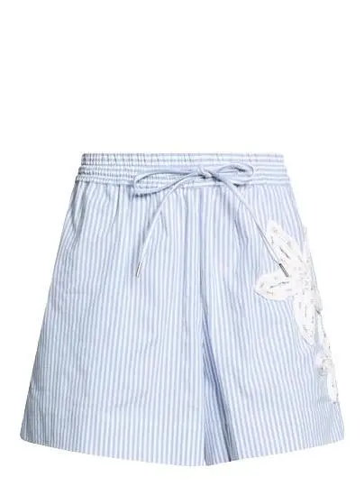 Sandro Striped Embellished Cotton Blend Shorts - Blue