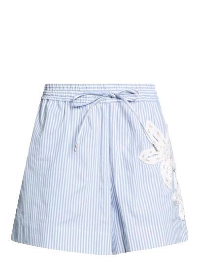 Sandro Striped Embellished Relaxed Fit Shorts - Light Blue
