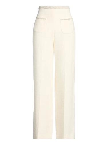 Sandro Wide-leg Tweed Pants With Embellished Pockets - Cream