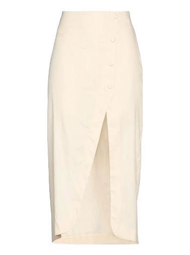 Sandro Midi Skirt With Button Embellishment And Front Slit - Cream
