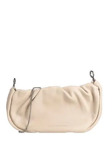 Brunello Cucinelli Leather Cross-body Bag With Appliqués - Beige