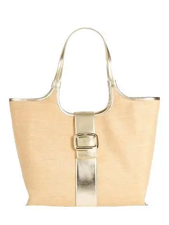 ROGER VIVIER Leather And Tweed Shopper Bag - Beige