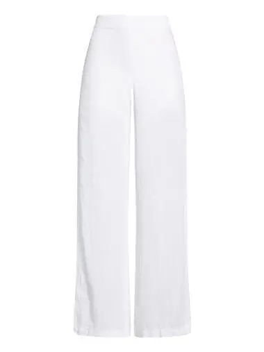 120% Lino Linen Wide-leg Pants With Lace Trim - White