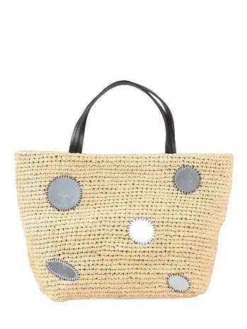 Sandro Raffia Tote With Appliqués - Beige