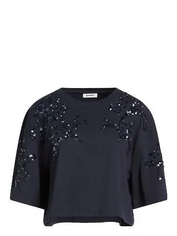 Sandro T-shirt With Appliqués And Sequins - Blue
