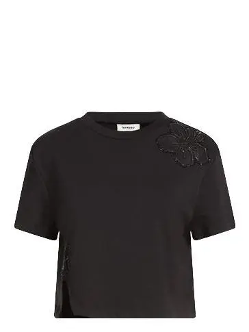 Sandro T-shirt With Appliqués - Black