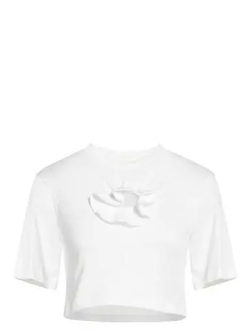 Sandro T-shirt With Appliqués And Cutout - White