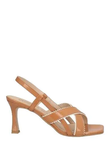 DIVINE FOLLIE Slingback Spool Heel Sandals - Brown