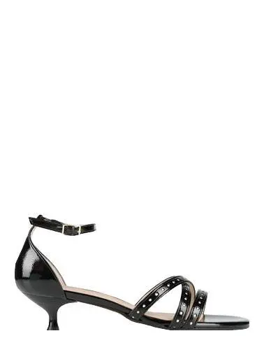 DIVINE FOLLIE Patent Leather Heeled Sandals - Black