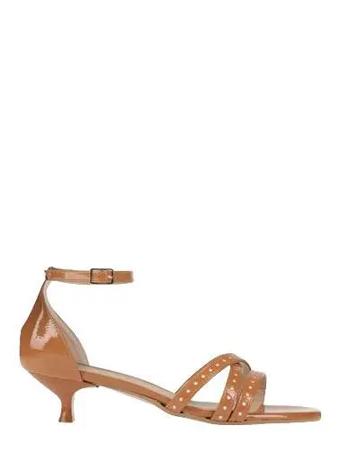 DIVINE FOLLIE Patent Leather Heeled Sandals - Brown