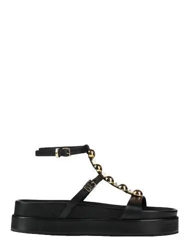 DIVINE FOLLIE Leather Gladiator Sandals - Black