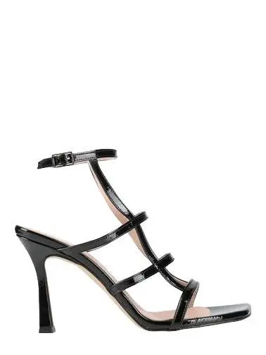DIVINE FOLLIE Patent Leather Heeled Sandals - Black