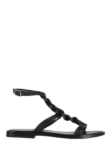 DIVINE FOLLIE Leather Gladiator Sandals - Black