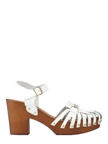 DIVINE FOLLIE Leather Sandals With Appliqués - White