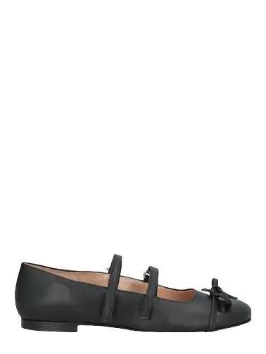 DIVINE FOLLIE Leather Ballet Flats - Black