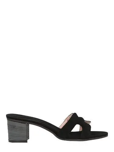 DIVINE FOLLIE Leather Slide Sandals - Black