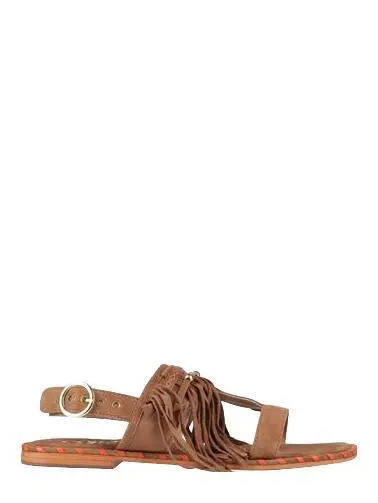 COLORS OF CALIFORNIA Monoband Fringe Sandals - Brown