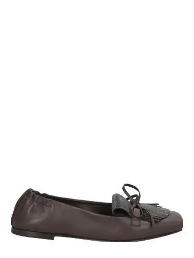 Brunello Cucinelli Leather Loafers With Appliqués - Brown