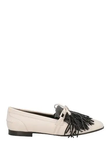 Brunello Cucinelli Leather Loafers With Appliqués And Crystals - Off White