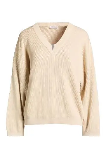Brunello Cucinelli Sweater With Appliqués - Beige