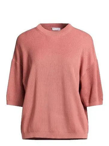 Brunello Cucinelli Sweater In Cotton With Appliqués - Pink