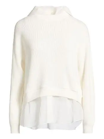 Brunello Cucinelli Cotton-blend Knit Sweater With Organza Details - White